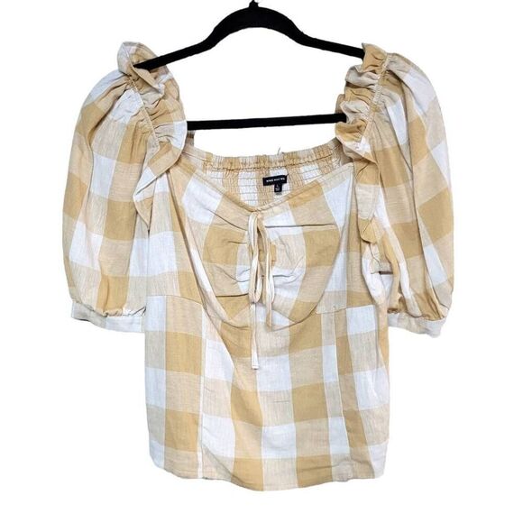 Who What Wear | Tops | Who What Wear Milkmaid Buffalo Check Blousetop ...
